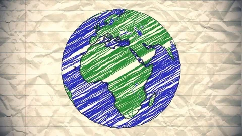 Earth drawing paper cartoon hand drawn a... | Stock Video | Pond5