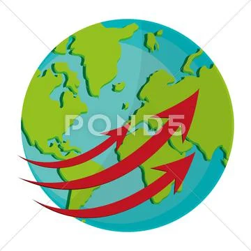 Earth globe with arrows icon Stock Illustration ~ #64948300