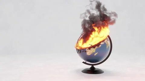 Earth globe on fire | Stock Video | Pond5