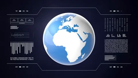 Earth globe rotating and UHD infographic... | Stock Video | Pond5