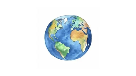 Earth Globe Watercolor or Crayon Drawing... | Stock Video | Pond5