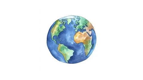 Earth Globe Watercolor or Crayon Drawing... | Stock Video | Pond5