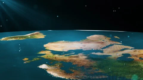 Earth map animation in pixelated texture... | Stock Video | Pond5