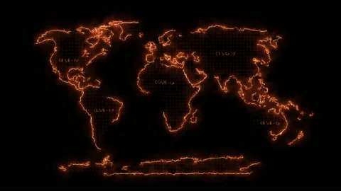 Earth map in burning flames. World outli... | Stock Video | Pond5