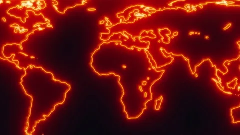 Earth map with red glow. Showing global ... | Stock Video | Pond5