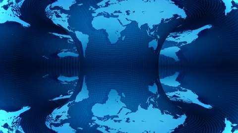 Earth map rotated on a blue background | Stock Video | Pond5
