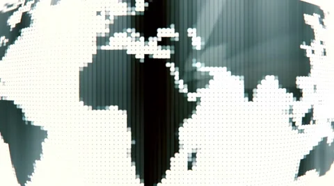 Earth map spinning with floating pixel p... | Stock Video | Pond5