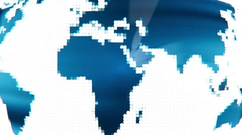 Earth map spinning with floating pixel p... | Stock Video | Pond5