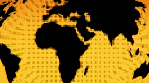 Earth map spinning with floating pixel p... | Stock Video | Pond5