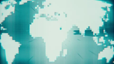 Earth map spinning with floating pixel p... | Stock Video | Pond5