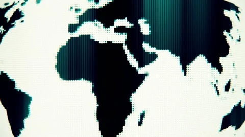 Earth map spinning with floating pixel p... | Stock Video | Pond5