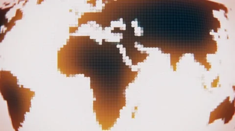 Earth map spinning with floating pixel p... | Stock Video | Pond5