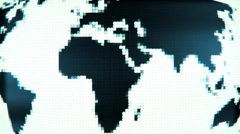 Earth map spinning with floating pixel p... | Stock Video | Pond5