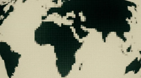 Earth map spinning with floating pixel p... | Stock Video | Pond5