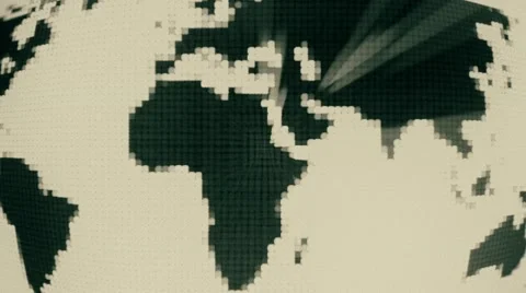 Earth map spinning with floating pixel p... | Stock Video | Pond5