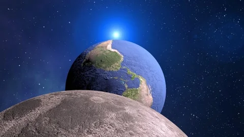 Earth Moon And Sun Closeup Shot Animatio... | Stock Video | Pond5