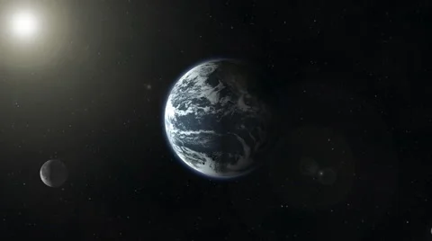 Earth Moon and Sun with stars in backgro... | Stock Video | Pond5