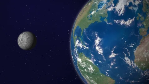 Earth with moon animation, Version5, Ame... | Stock Video | Pond5