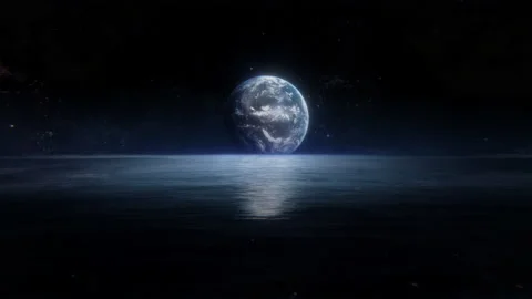 Earth Over Ocean of Jupiter Moon Europa ... | Stock Video | Pond5