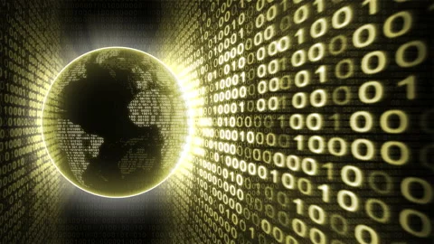 Earth Planet with Binary Code Yellow Bac... | Stock Video | Pond5