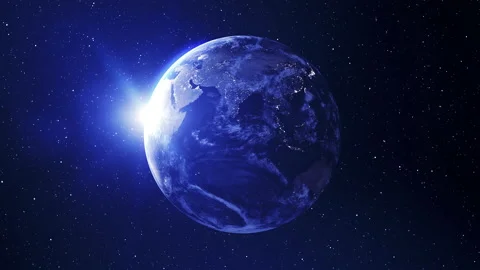 Earth planet turning 360 degrees in oute... | Stock Video | Pond5