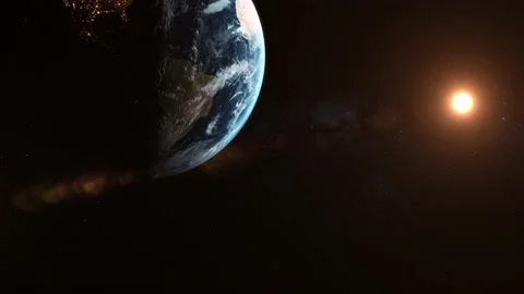 Earth Rising and Rotating with Sun and S... | Stock Video | Pond5