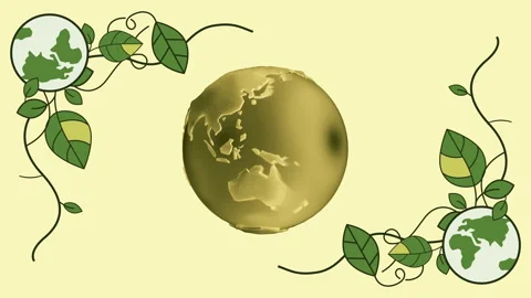 Earth rotating and growing vines 2d anim... | Stock Video | Pond5