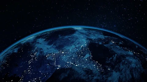 Earth rotating from dark to light in the... | Stock Video | Pond5