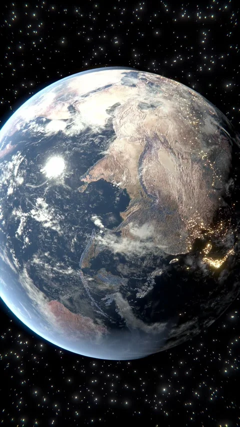 Earth rotating, day and night cycle anim... | Stock Video | Pond5