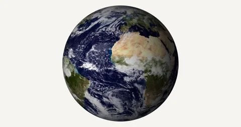 Earth rotating slow white background | Stock Video | Pond5