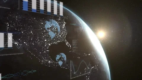 Earth from space with data charts and gr... | Stock Video | Pond5