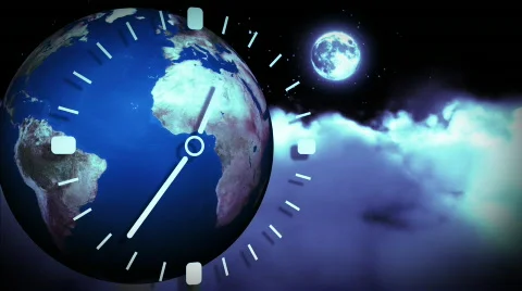 The Earth spinning and a clock running. ... | Stock Video | Pond5