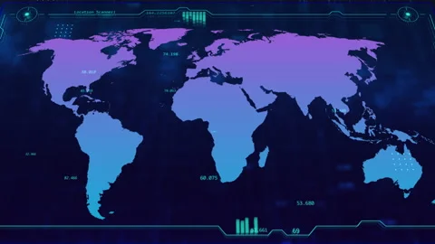 Earth Technology HUD UI Map | Stock Video | Pond5