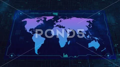 Earth Technology HUD UI Map: Graphic #230919677