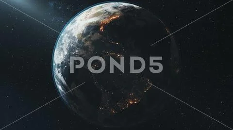 Earth view from space rotation night to day transition: Royalty Free ...