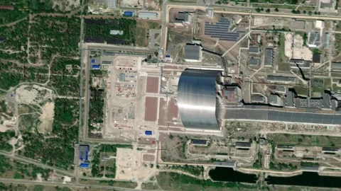 Earth zoom on Sarcophagus of Chernobyl n... | Stock Video | Pond5