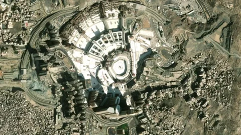 Earth zoom in from space to Mecca, Saudi... | Stock Video | Pond5