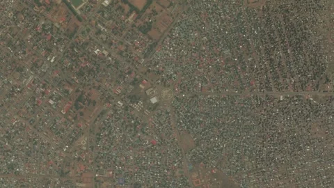 Earth zoom in from space to Saurimo, Ang... | Stock Video | Pond5