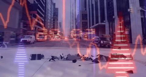 Earthquake animation over city street wi... | Stock Video | Pond5