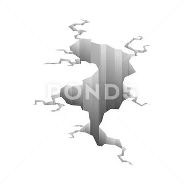 Earthquake cracks. Hole effect and cracked surface. Hole in ground with ...
