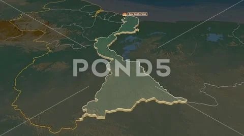 East Berbice-Corentyne, Guyana. Topographic relief map with surface ...