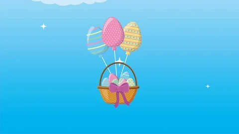 easter animated card with eggs in basket... | Stock Video | Pond5