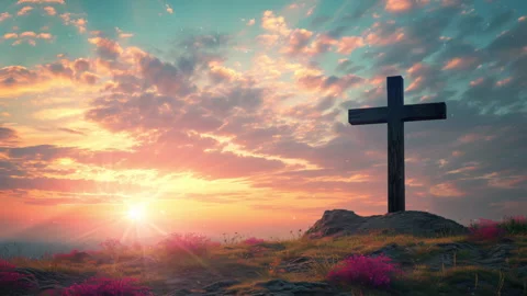Easter Cross at Sunset: Glowing tribute ... | Stock Video | Pond5