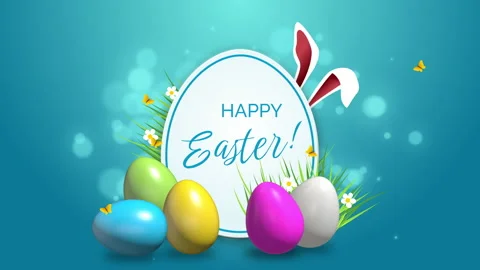 Easter sticker animation with rabbit ear... | Stock Video | Pond5