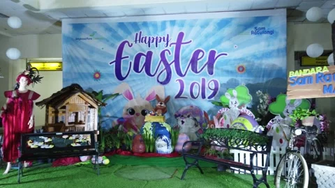 Easter Theme Photo Booth Backdrop at Sam... | Stock Video | Pond5