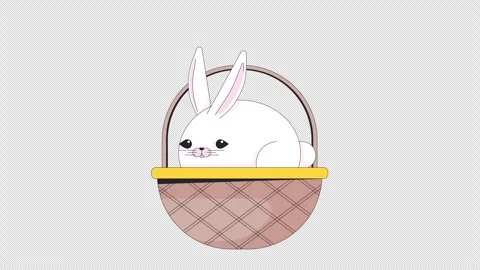 Eastertime basket bunny line 2D characte... | Stock Video | Pond5