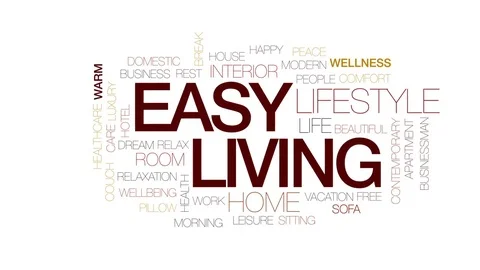 Easy living animated word cloud, text de... | Stock Video | Pond5