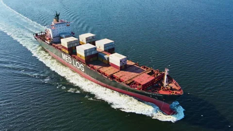 Easy load container ship underway on the... | Stock Video | Pond5