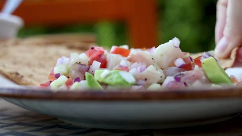 Eating Mexican Fish Ceviche | Stock Video | Pond5