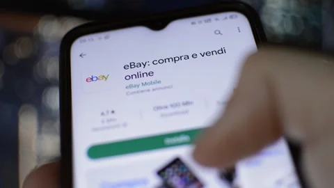 ebay app download. man download app on a... | Stock Video | Pond5
